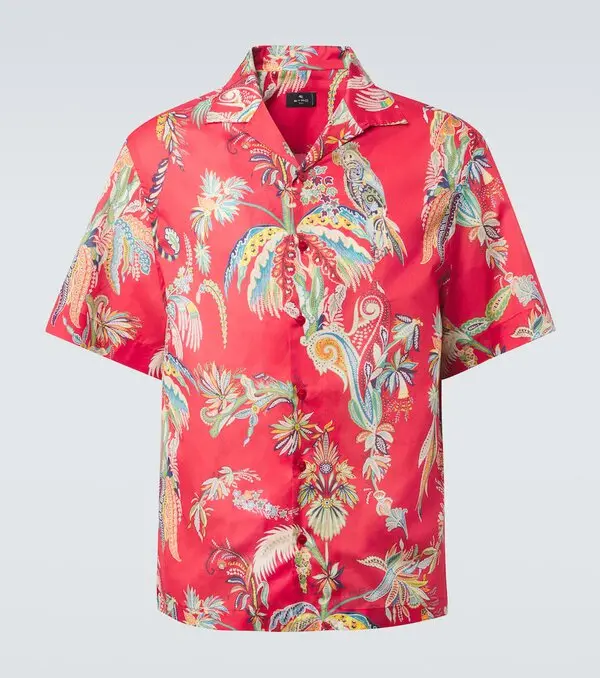 Etro Paisley Cotton Bowling Shirt - Red