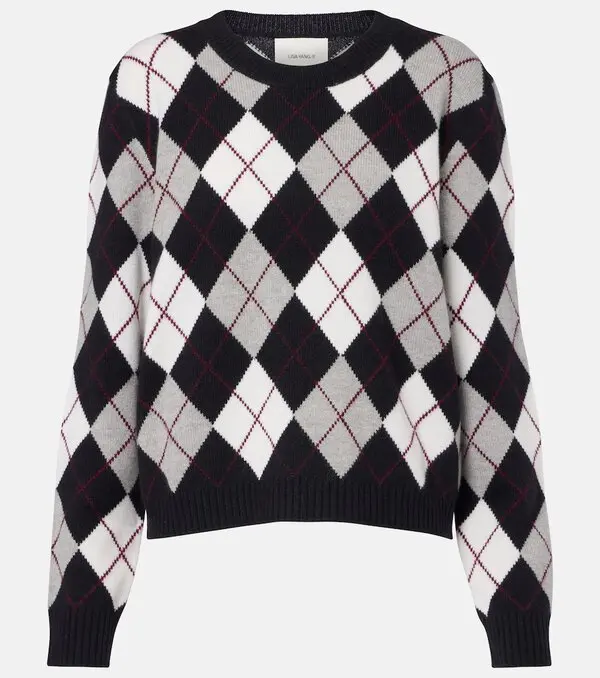 LISA YANG Antoni Argyle Cashmere Sweater - Black