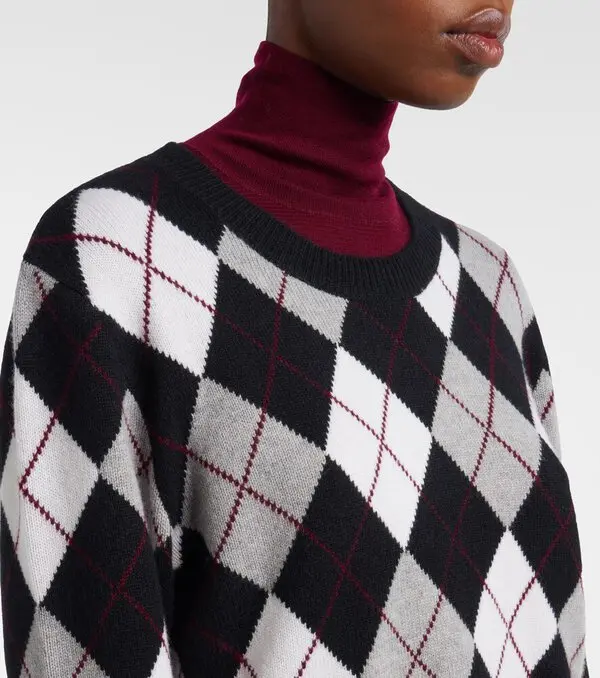 LISA YANG Antoni Argyle Cashmere Sweater - Black