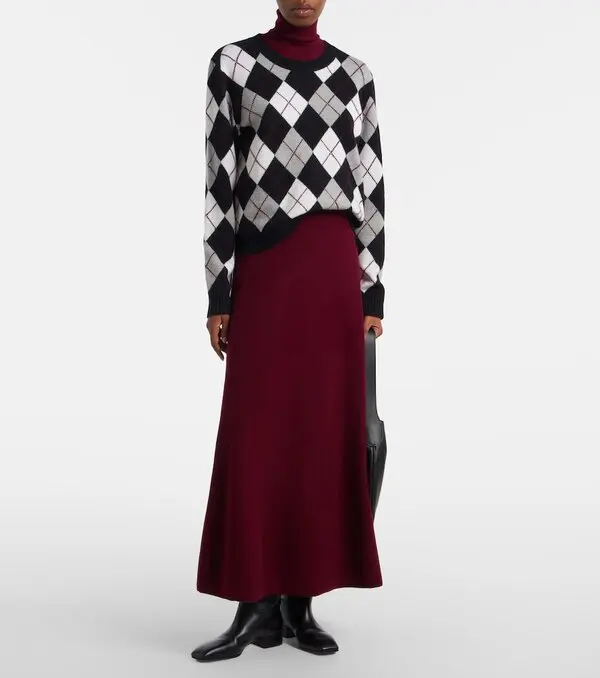 LISA YANG Antoni Argyle Cashmere Sweater - Black