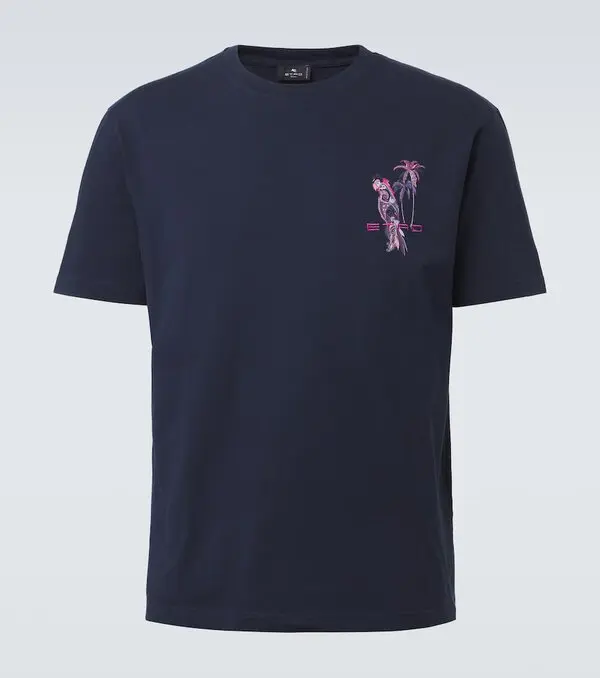 Etro Printed Cotton Jersey T-shirt - Blue