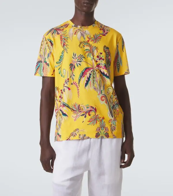 Etro Printed Cotton Jersey T-shirt - Yellow