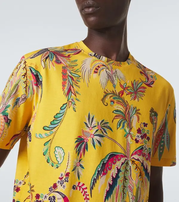 Etro Printed Cotton Jersey T-shirt - Yellow