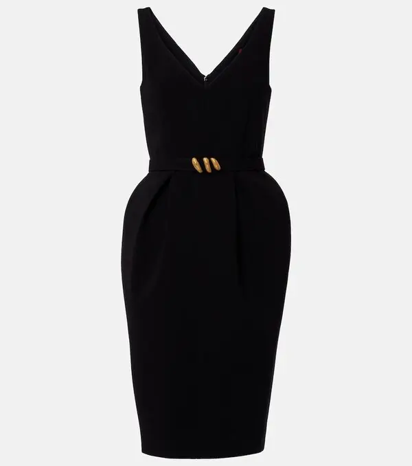 Max Mara Belted Cady Midi Dress - Black