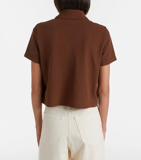 Saint Laurent Cassandre Cotton Piqué Polo Shirt - Brown