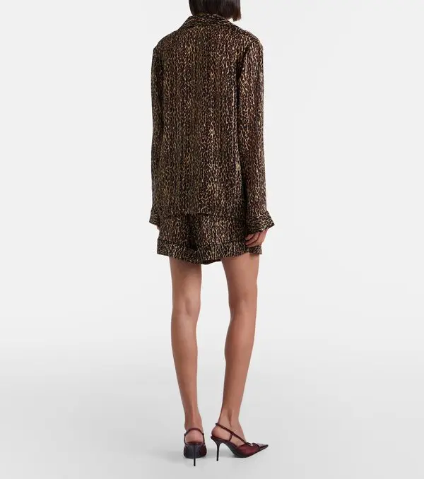 Saint Laurent Leopard-print Silk Shorts