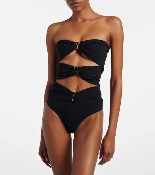 Saint Laurent Embellished Cutout Swimsuit