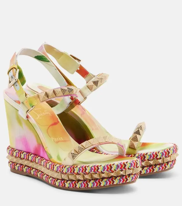 CHRISTIAN LOUBOUTIN Embellished Espadrille Wedge Sandals - Multicoloured