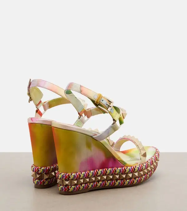 CHRISTIAN LOUBOUTIN Embellished Espadrille Wedge Sandals - Multicoloured