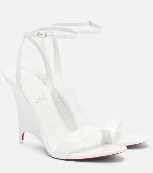 CHRISTIAN LOUBOUTIN Miss Z Patent Leather Wedge Sandals - White