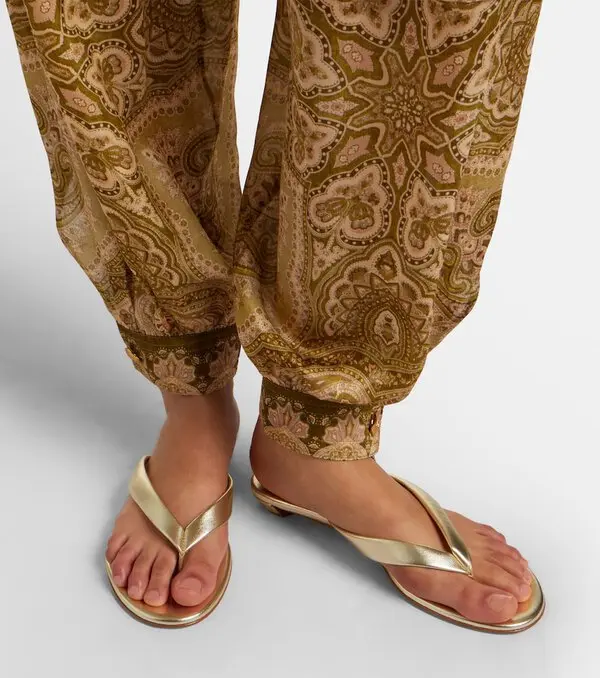 CHRISTIAN LOUBOUTIN Miss Z Metallic Leather Thong Sandals - Gold