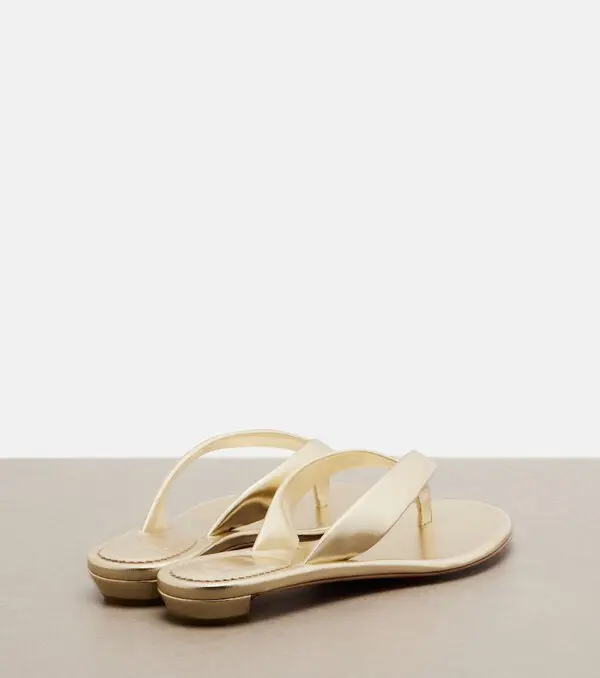 CHRISTIAN LOUBOUTIN Miss Z Metallic Leather Thong Sandals - Gold