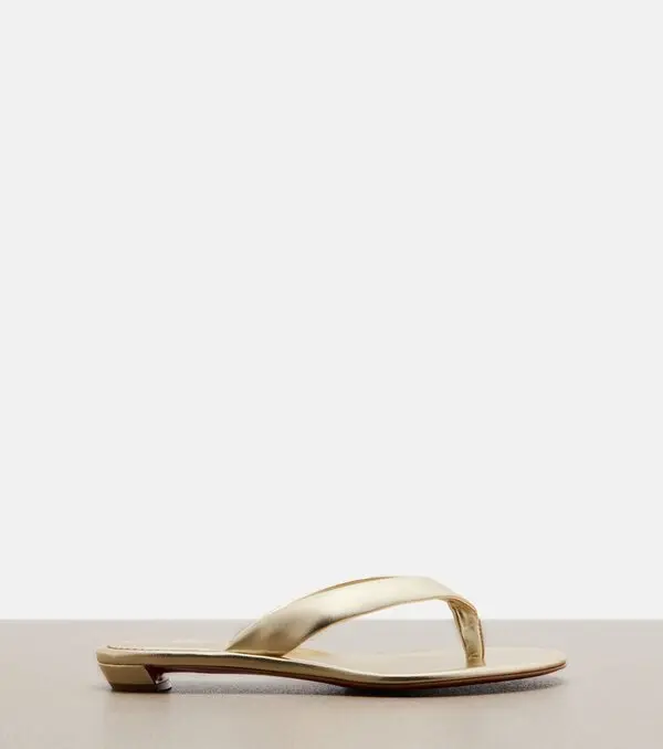 CHRISTIAN LOUBOUTIN Miss Z Metallic Leather Thong Sandals - Gold