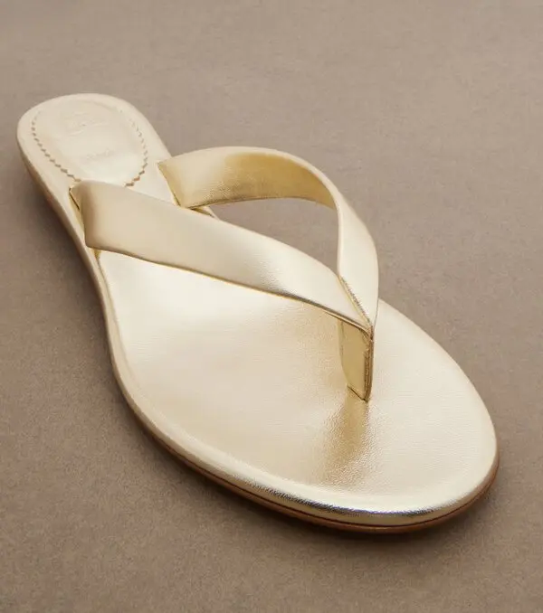 CHRISTIAN LOUBOUTIN Miss Z Metallic Leather Thong Sandals - Gold