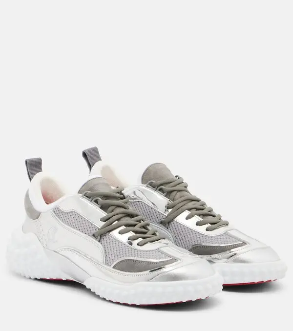CHRISTIAN LOUBOUTIN Mara Suede And Mesh Lace-up Sneakers - Grey