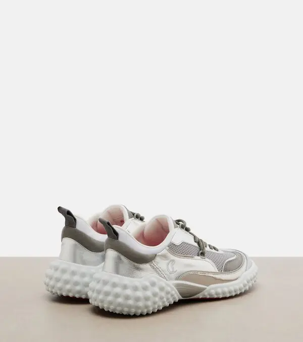 CHRISTIAN LOUBOUTIN Mara Suede And Mesh Lace-up Sneakers - Grey