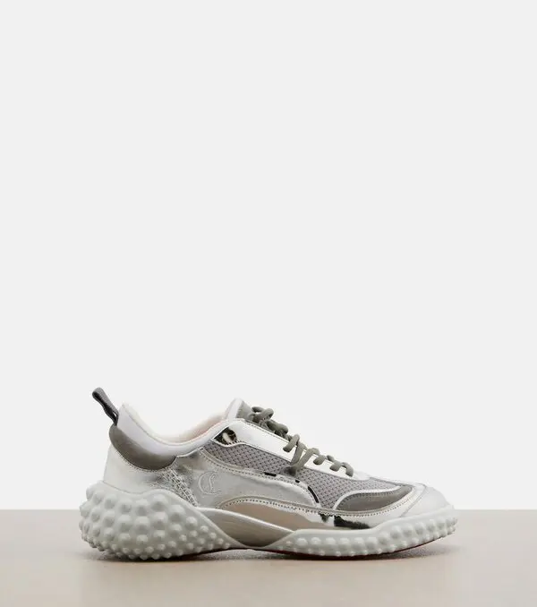 CHRISTIAN LOUBOUTIN Mara Suede And Mesh Lace-up Sneakers - Grey