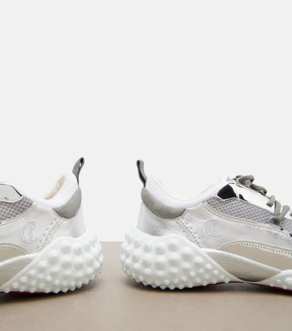 CHRISTIAN LOUBOUTIN Mara Suede And Mesh Lace-up Sneakers - Grey