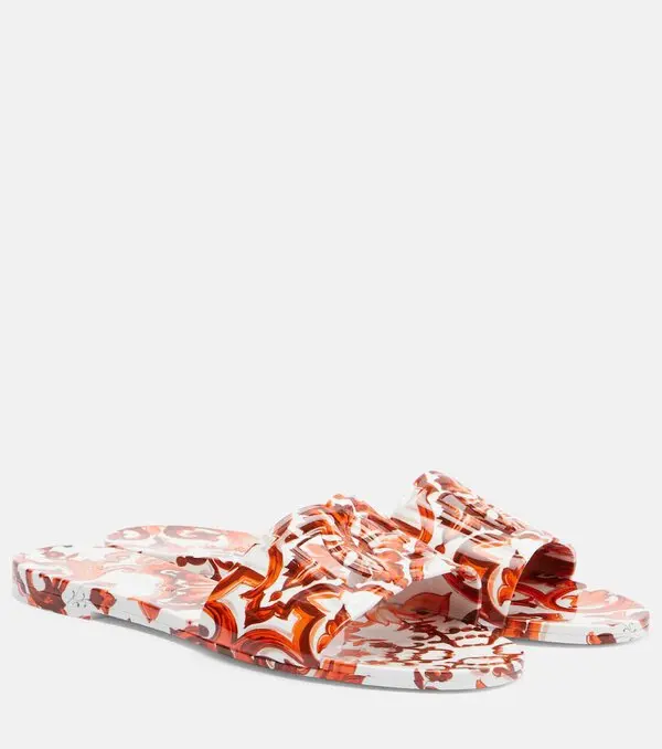 Dolce & Gabbana Maiolica Rubber Slides - Orange
