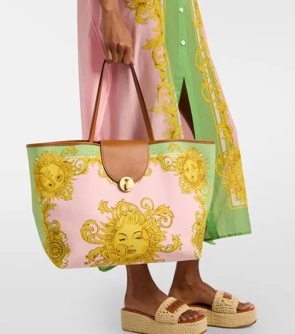 Versace Printed Canvas Tote Bag