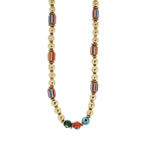 EBRU JEWELRY Gold Beaded Evil Eye Choker Necklace - Red/gold