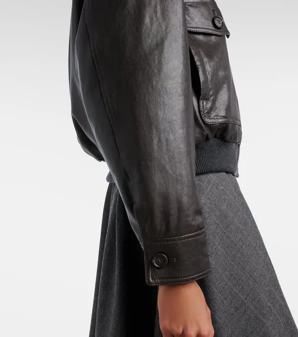 Brunello Cucinelli Shearling-trimmed Leather Bomber Jacket