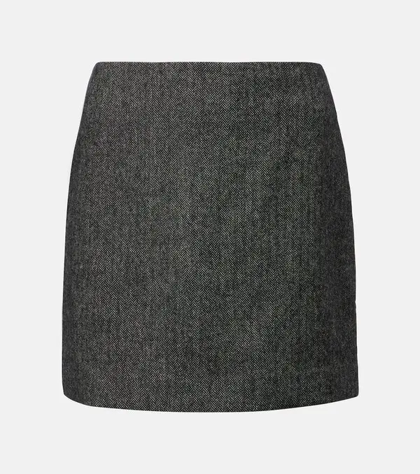 BLAZÉ MILANO Coci Herringbone Wool-blend Miniskirt