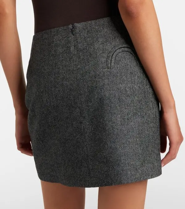 BLAZÉ MILANO Coci Herringbone Wool-blend Miniskirt