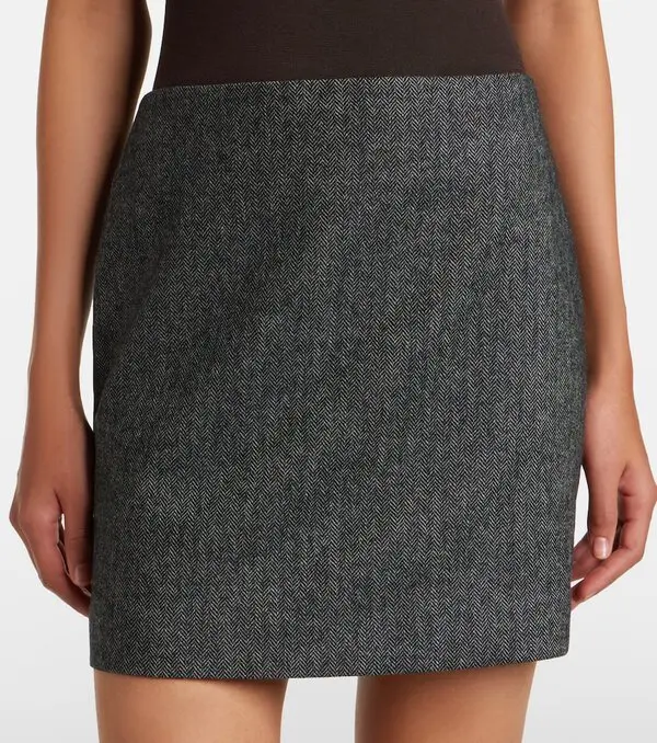 BLAZÉ MILANO Coci Herringbone Wool-blend Miniskirt