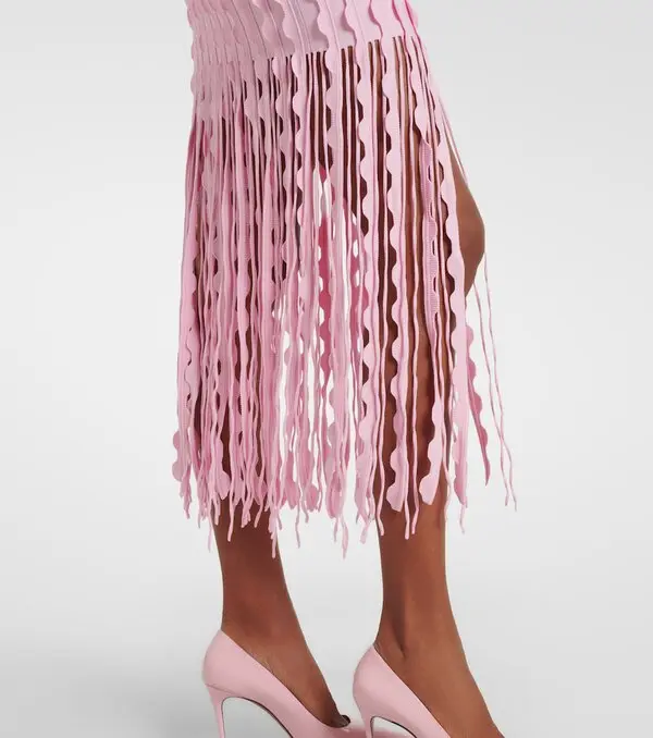 Simkhai Brionne Fringed Knitted Midi Dress