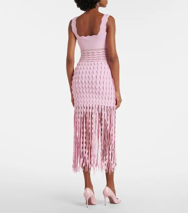 Simkhai Brionne Fringed Knitted Midi Dress