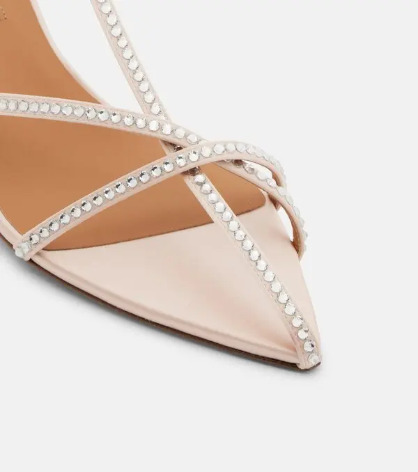 JIL SANDER Crystal-embellished Leather Cage Sandals - Pink