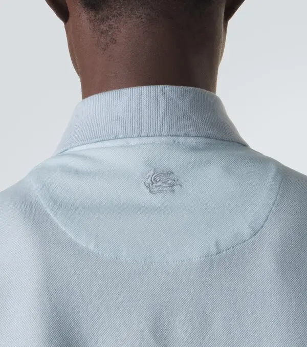 Etro Printed Cotton Pique Polo Shirt - Blue