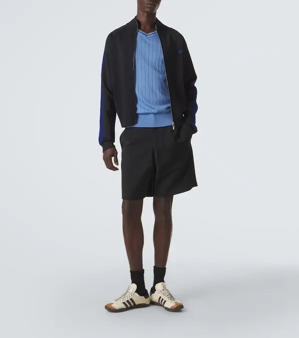 WALES BONNER Atlantic Ribbed V-neck Polo Sweater