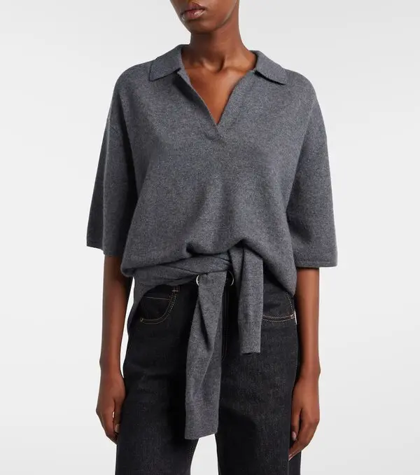 LISA YANG Neela Cashmere Polo Sweater - Grey
