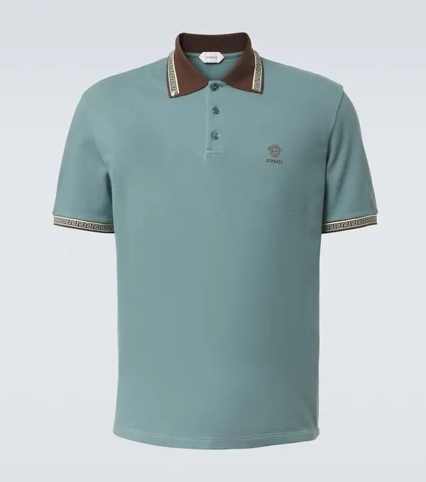 Versace Greca Cotton Pique Polo Shirt