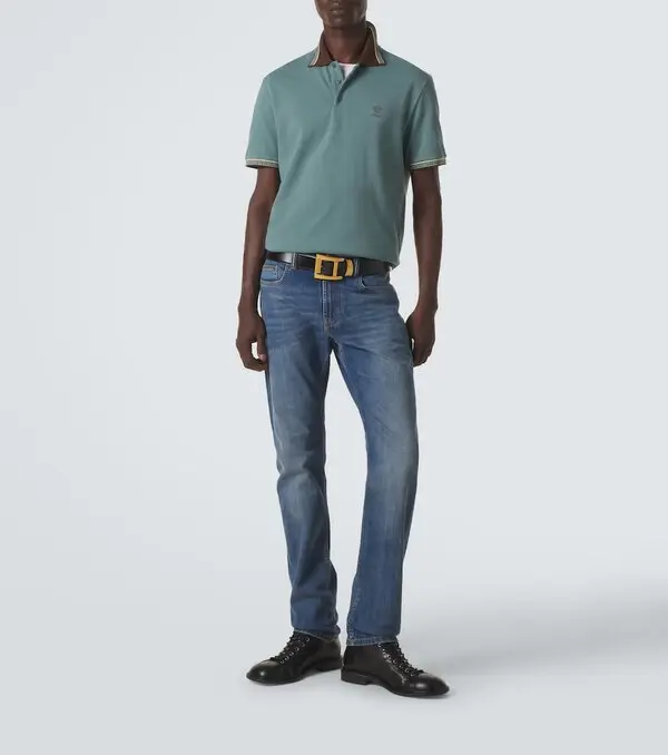 Versace Greca Cotton Pique Polo Shirt