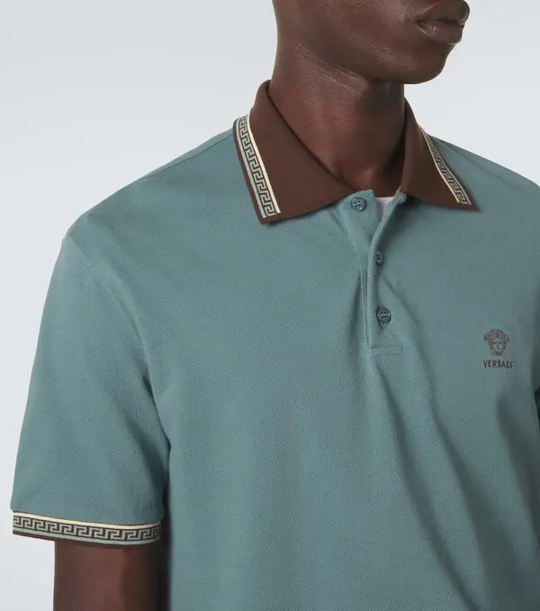 Versace Greca Cotton Pique Polo Shirt