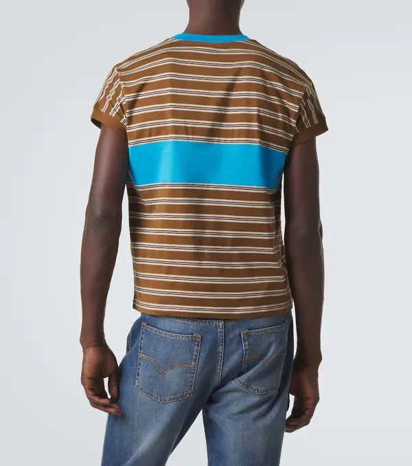 Versace Logo Striped Cotton T-shirt