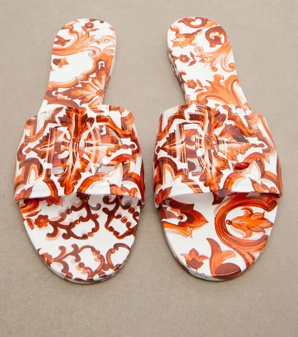 Dolce & Gabbana Majolica Dg Rubber Slides - Orange
