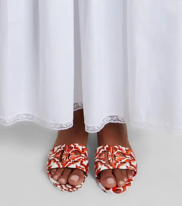 Dolce & Gabbana Majolica Dg Rubber Slides - Orange