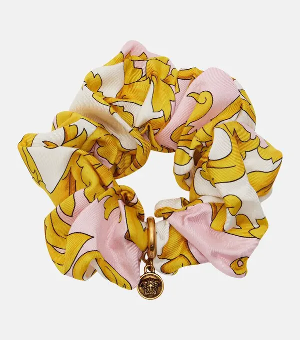 Versace Medusa Printed Silk Scrunchie - Pink