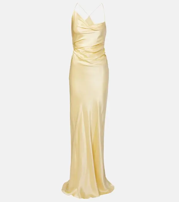 THE SEI Draped Silk Satin Gown