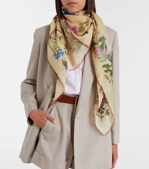 Max Mara Printed Wool And Silk Scarf