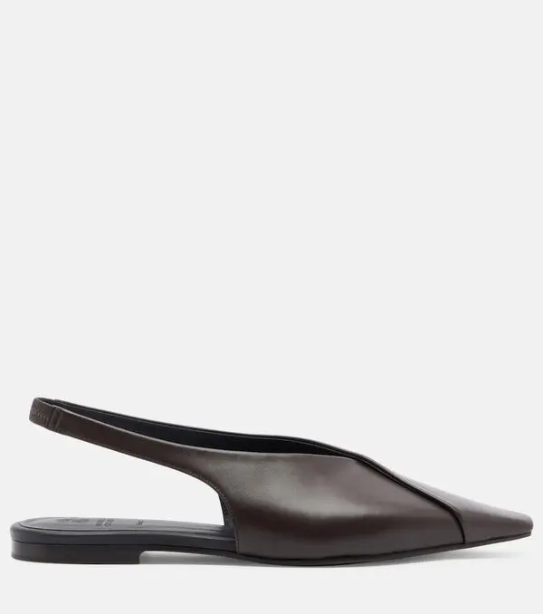 Brunello Cucinelli Leather Slingback Flats - Brown