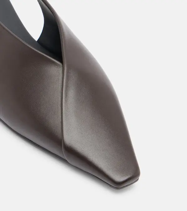Brunello Cucinelli Leather Slingback Flats - Brown