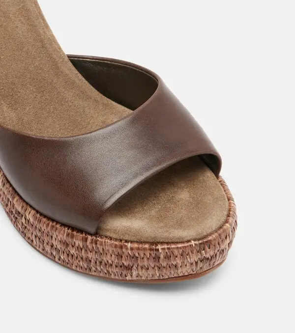 Brunello Cucinelli Leather Monili Espadrille Wedges