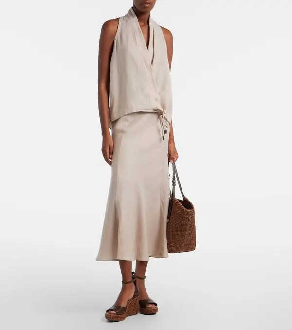 Brunello Cucinelli Leather Monili Espadrille Wedges