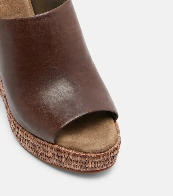 Brunello Cucinelli Leather Espadrille Wedges