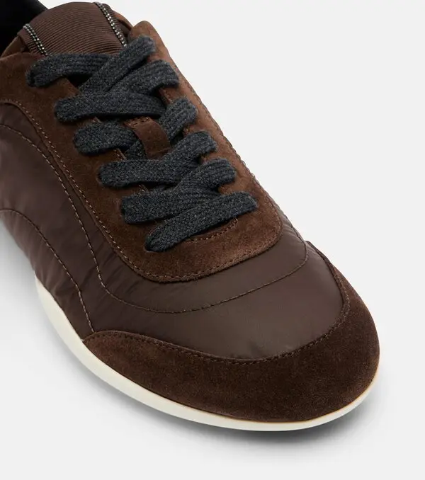 Brunello Cucinelli Monili Suede-trimmed Sneakers